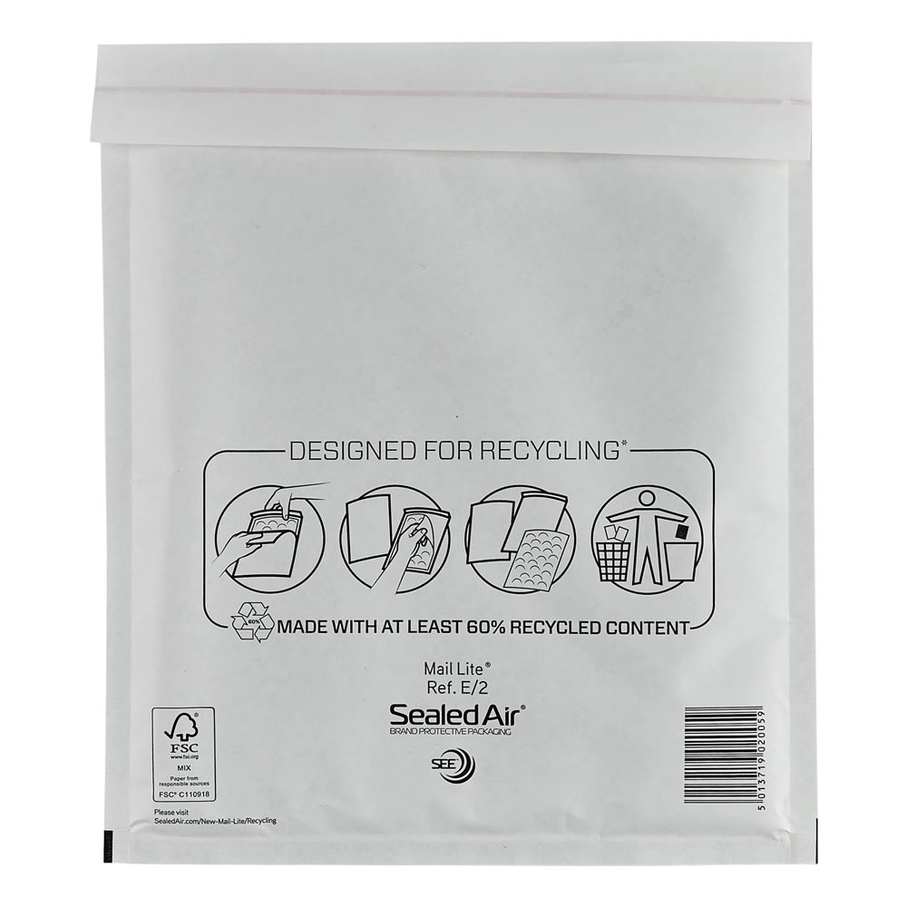 Mail Lite Mailing Bag E/2 White Plain 220(W) x 260(H) mm Peel and Seal ...